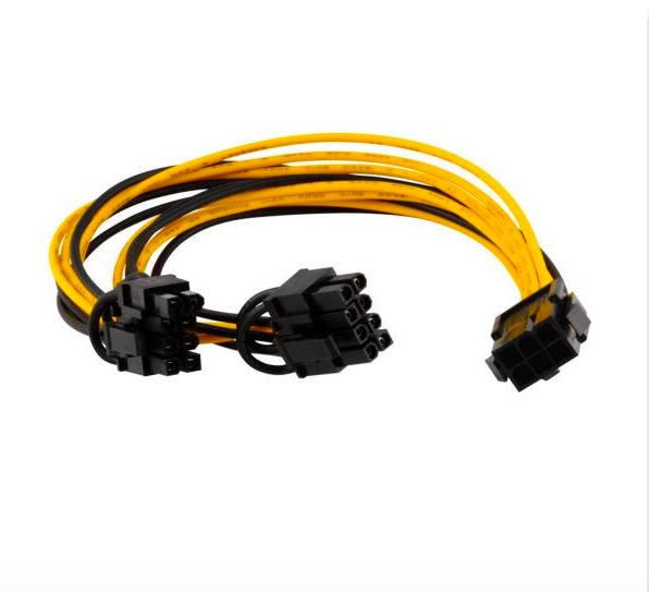 6-pin to 2x 6+2-pin PCI-E 18AWG Power Splitter Cable
