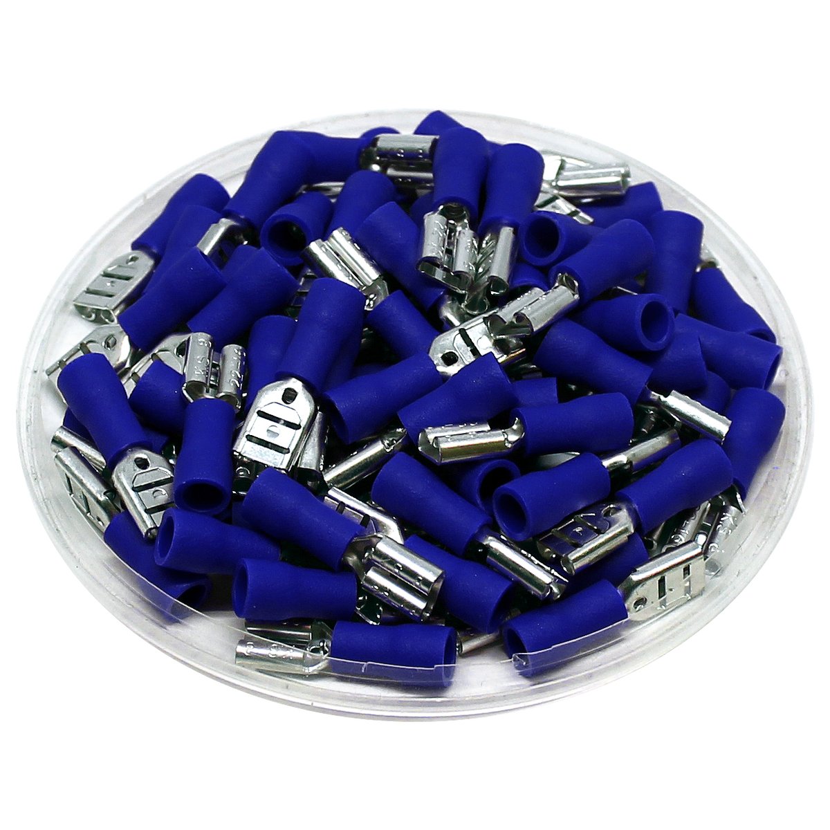 FDD2-250 Female Insulated Electrical Crimp Terminal 16-14 AWG Blue - 100pcs
